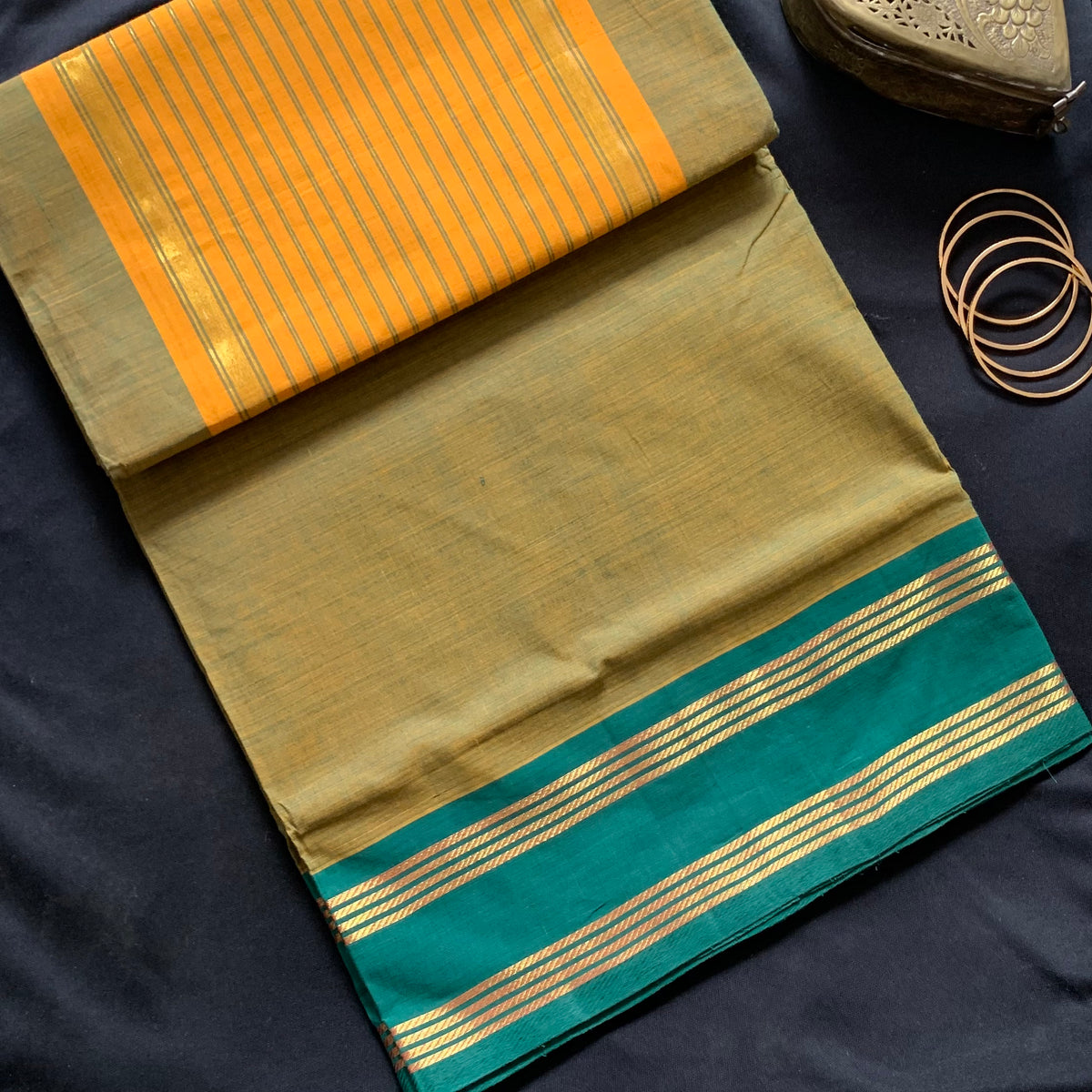 Haritha Thoranam -Handwoven Guntur saree | The Maggam Collective