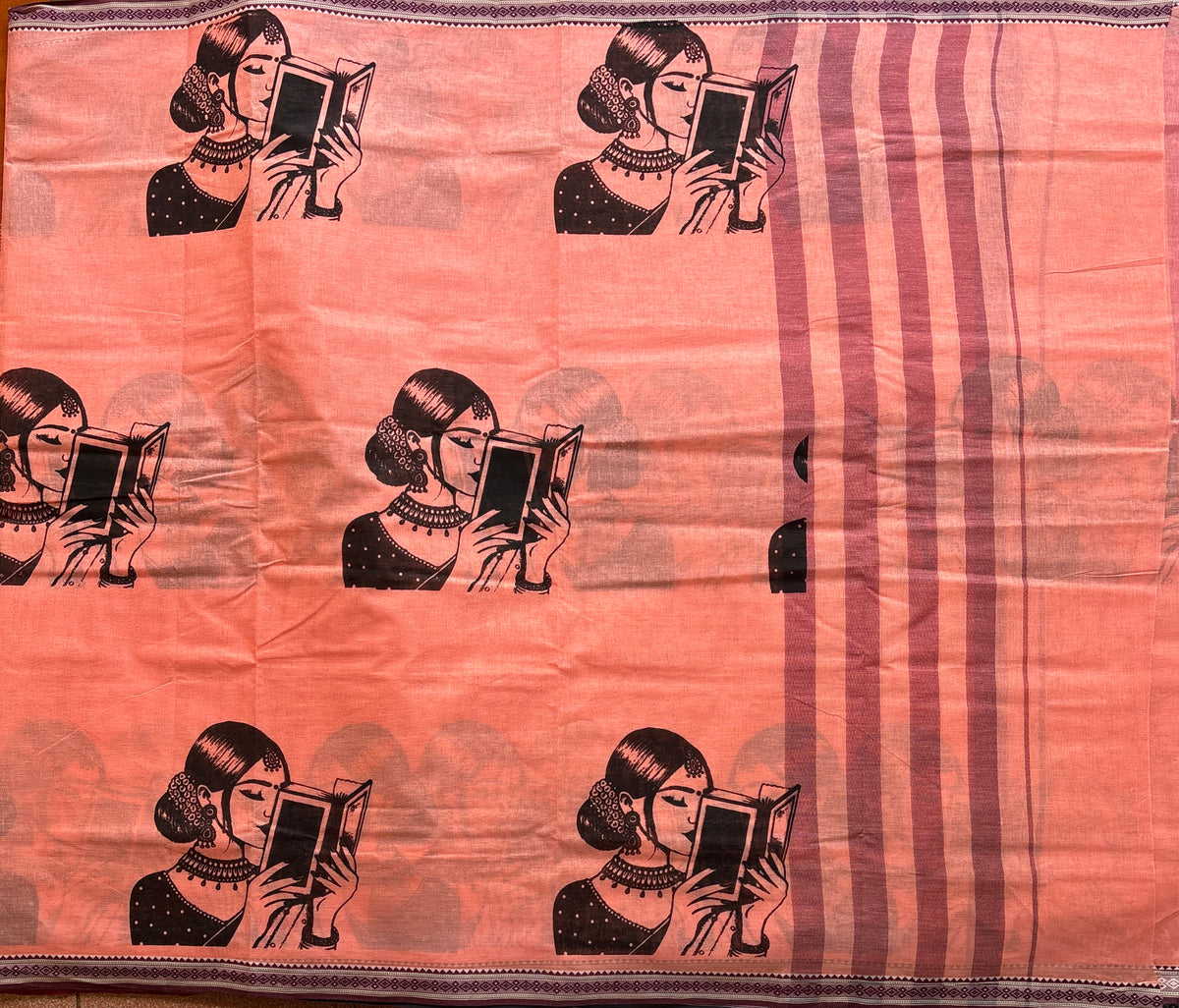 Gargi Bandarulanka Kora cotton handprinted saree | The Maggam Collective