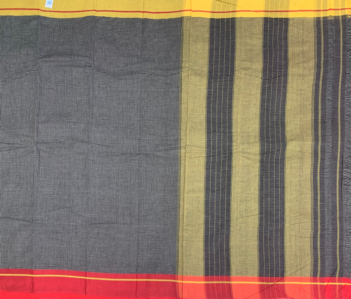 Samantha - black handloom cotton Patteda anchu | The Maggam Collective