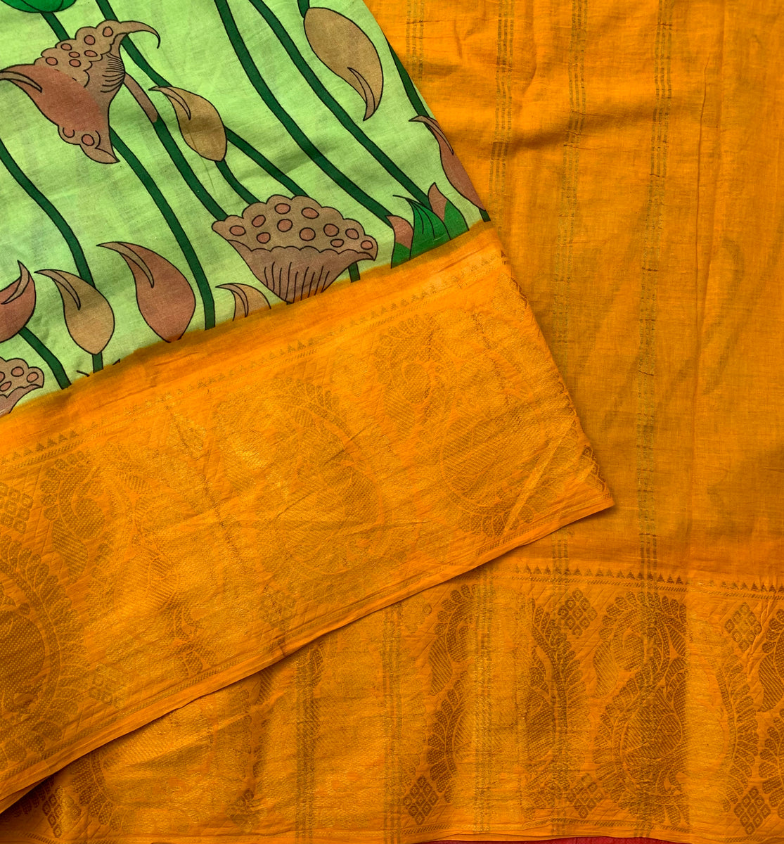Raghavi - Kalamkari on long border Madurai Sungudi saree | The Maggam ...
