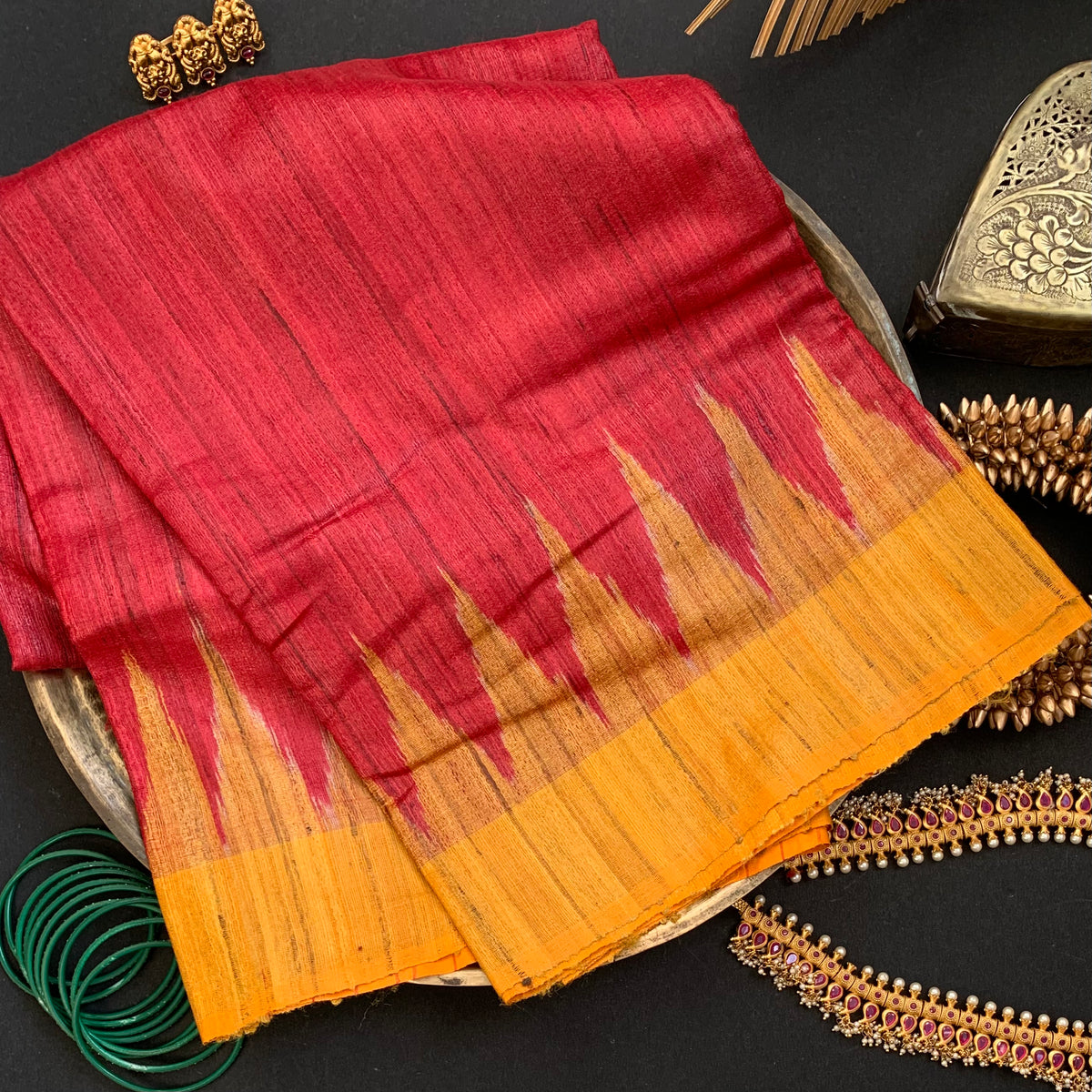Vermillion chronicles - Gopalpur Tussar silk saree | The Maggam Collective